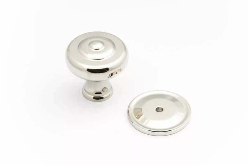 Castella Nostalgia Decade Fluted Knob with Backplate – Polished Nickel – Wellsons