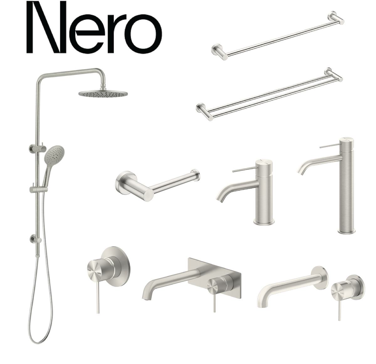 Nero Mecca Tapware Shower Mixer Package - Brushed Nickel – Wellsons