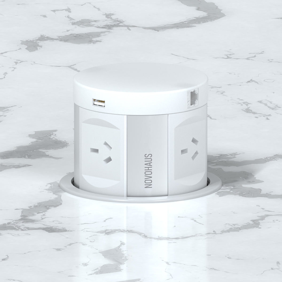 Quad Sided Pop Up Power Outlet With USB - White – Wellsons