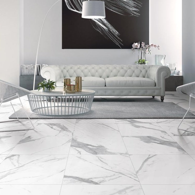 Calacatta Pro Marble Look Tile Polished 600x1200 – Wellsons
