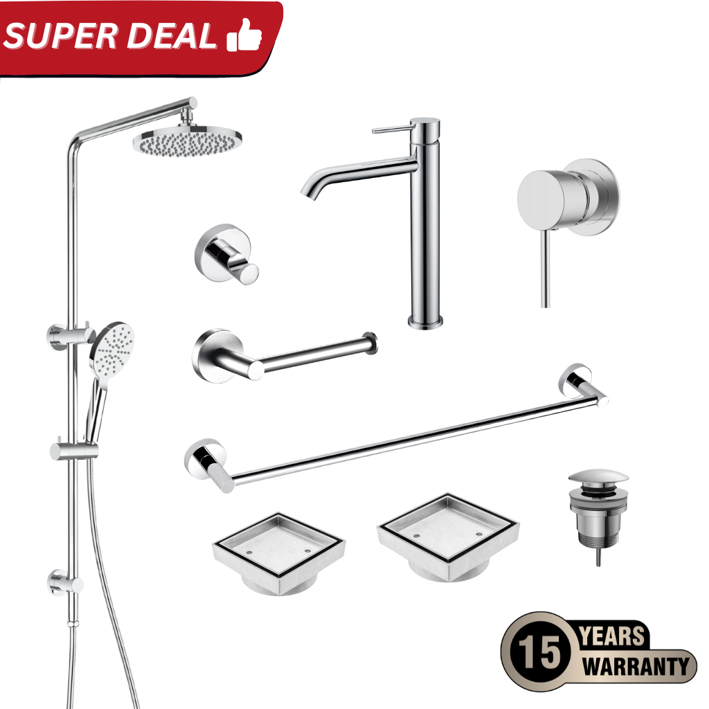 Tapware Shower Complete Bathroom Package Chrome – Wellsons