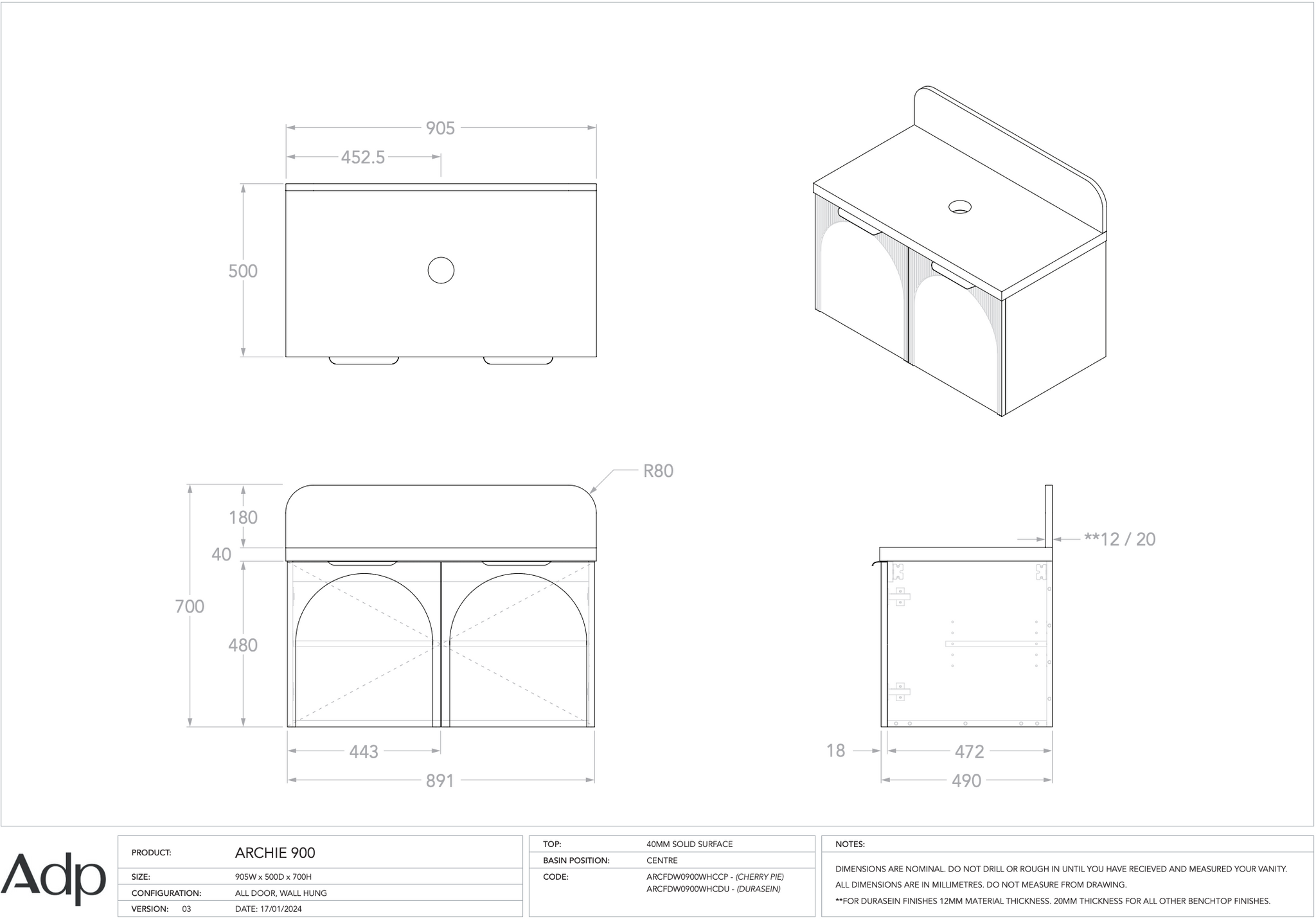 ADP Archie Wall Hung Vanity – Wellsons