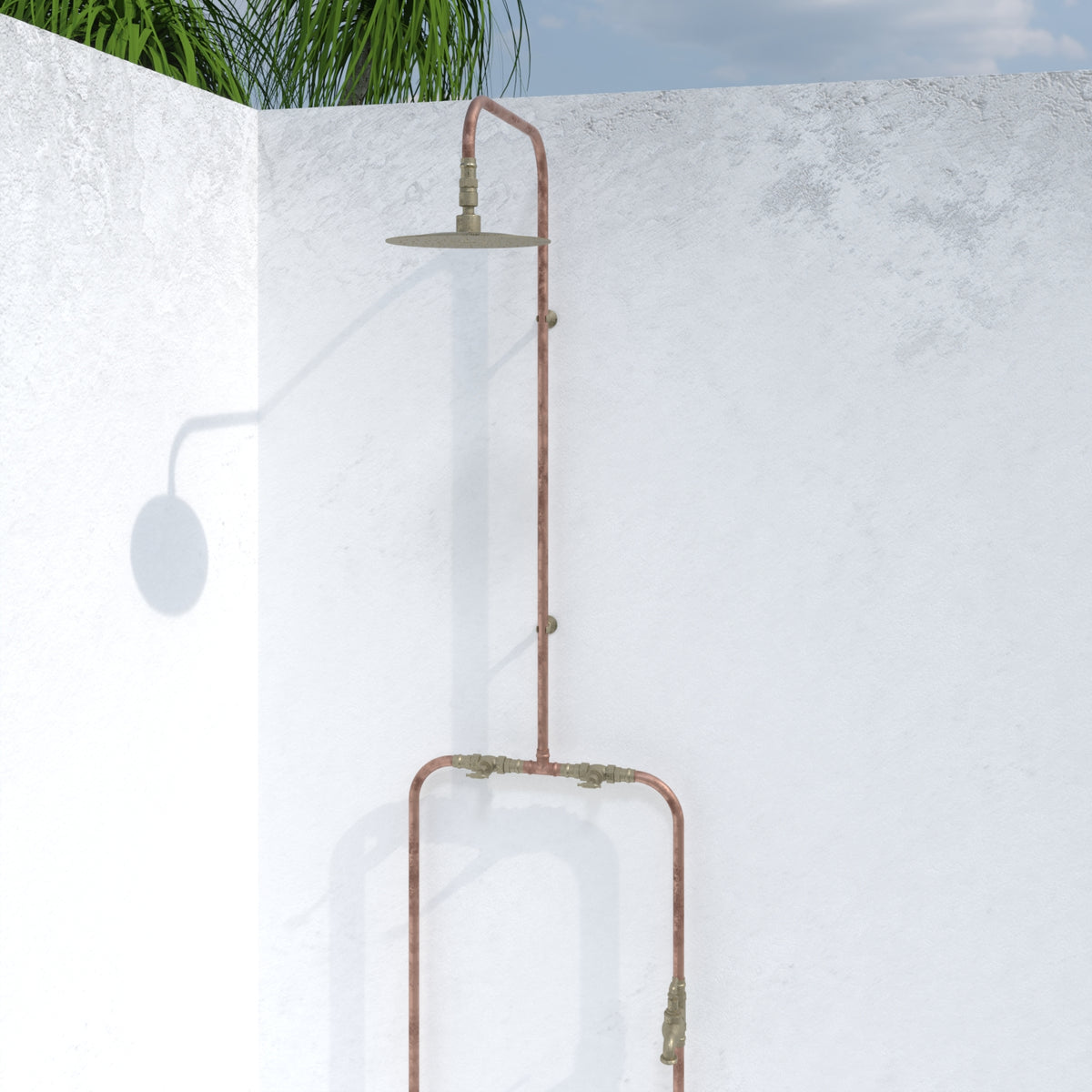 Haven Brass Copper Outdoor Shower Hot & Cold Water Foot Tap – Wellsons