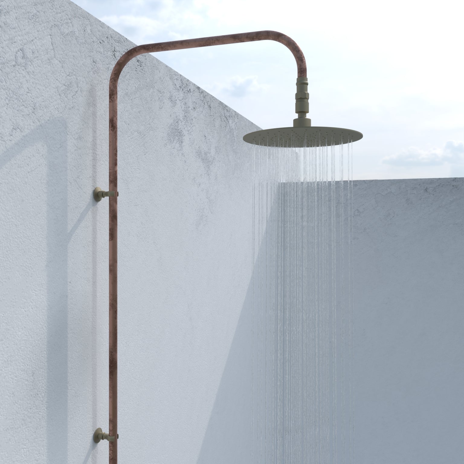 Haven Brass Copper Outdoor Shower Hot & Cold Water Foot Tap – Wellsons