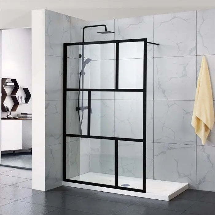Covey Fully Framed Shower Screen Grid Single Door Fixed Panel - Matte ...