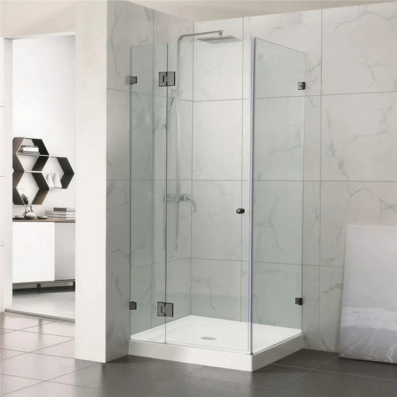 Covey Rectangular Frameless Corner Shower Screen - Gunmetal – Wellsons