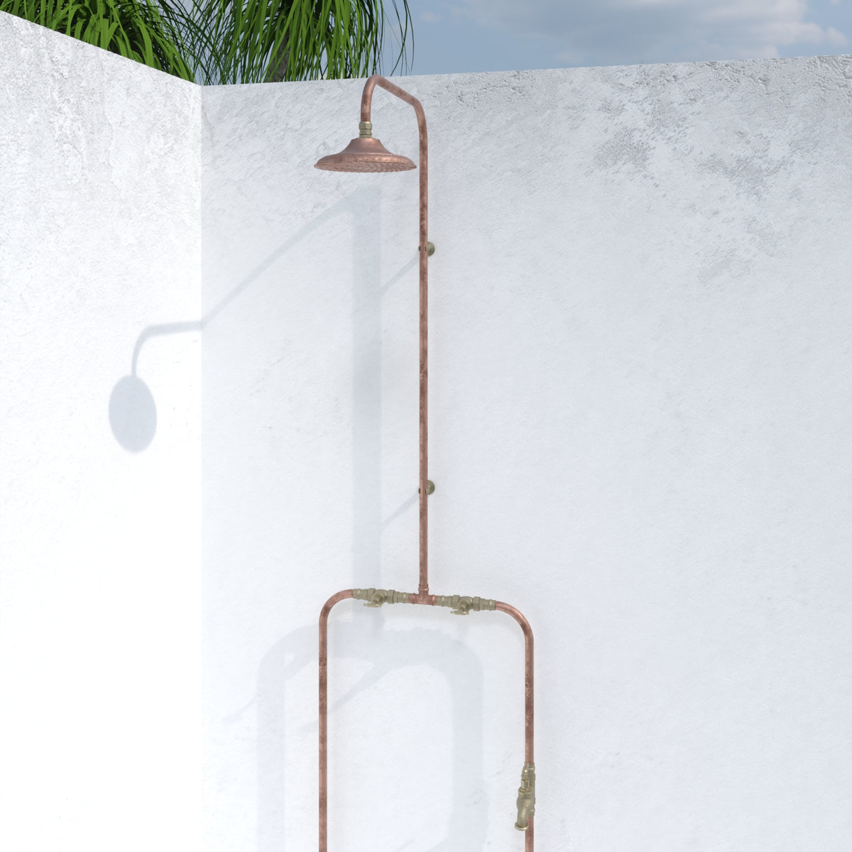 Haven Copper Outdoor Shower Hot & Cold Water Foot Tap – Wellsons