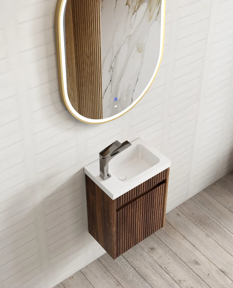 Otti Ensuite Vanity 400mm Sable Walnut Fluted Vanity – Wellsons