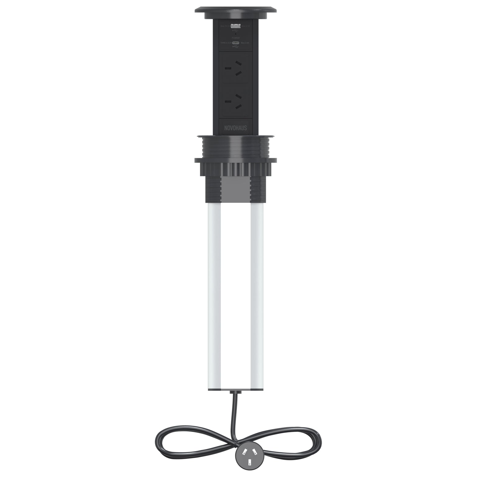 Motorised Pop Up Bench Power Point With USB - Black – Wellsons