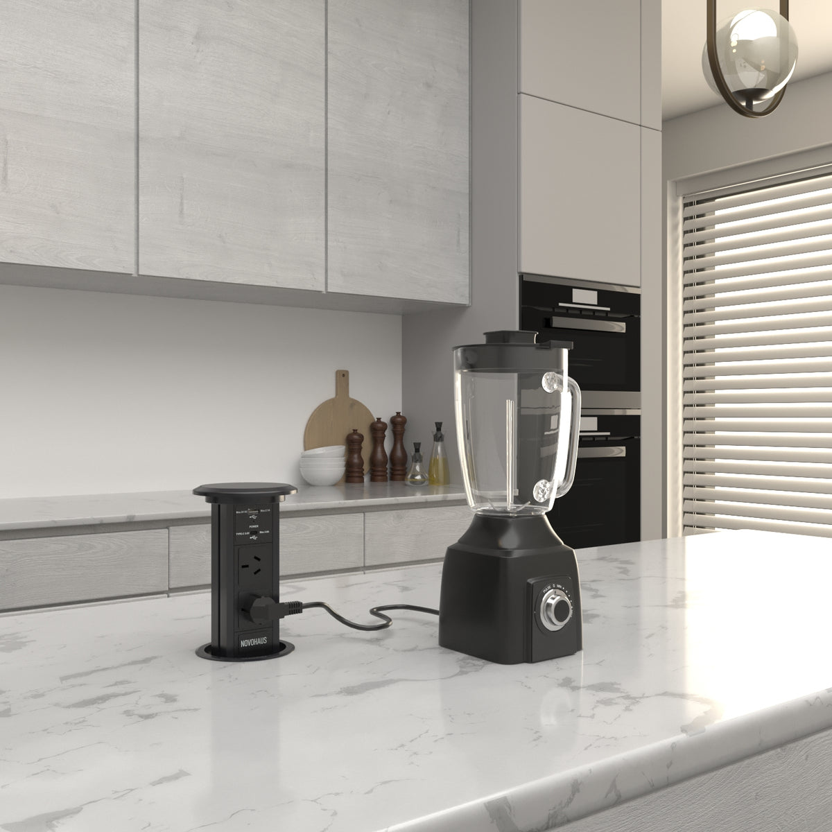 Motorised Pop Up Bench Power Point With USB - Black – Wellsons