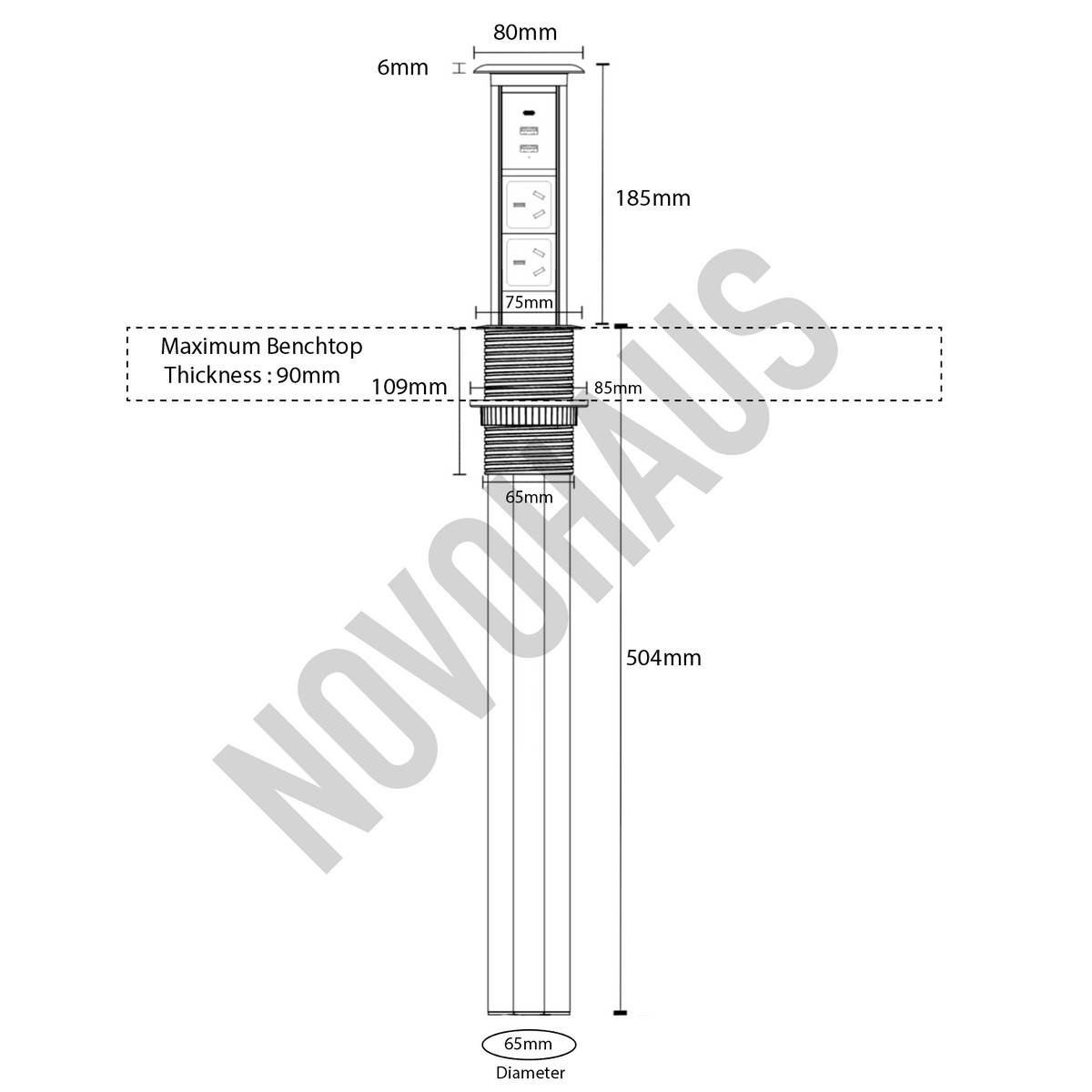 Pop Up Bench Power Point - Black Silver – Wellsons