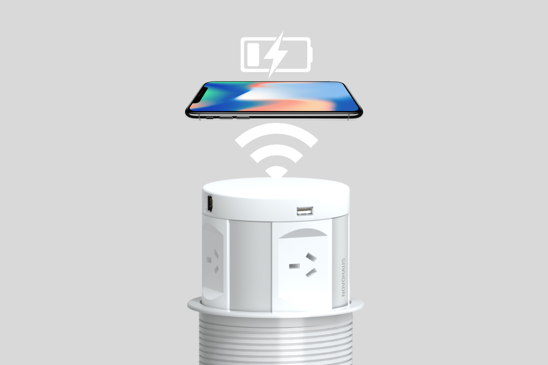 Quad Sided Pop Up Power Outlet With USB - White – Wellsons