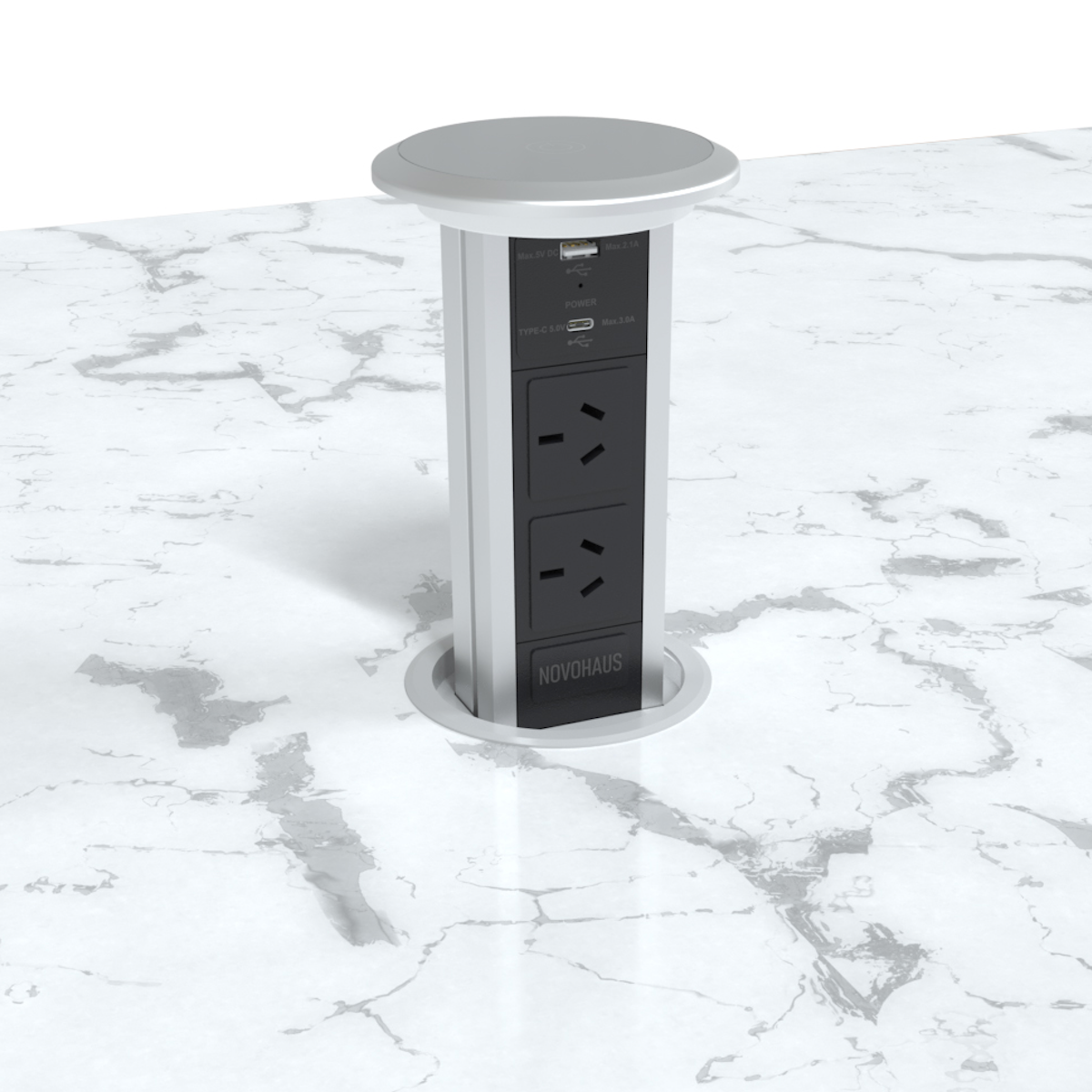 Motorised Pop Up Bench Power Point With USB - Black Silver – Wellsons