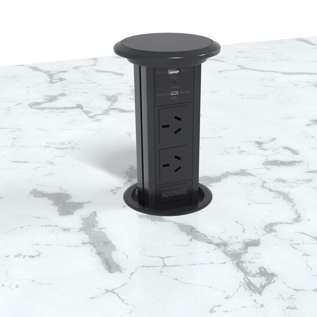 Motorised Pop Up Bench Power Point With USB - Black – Wellsons