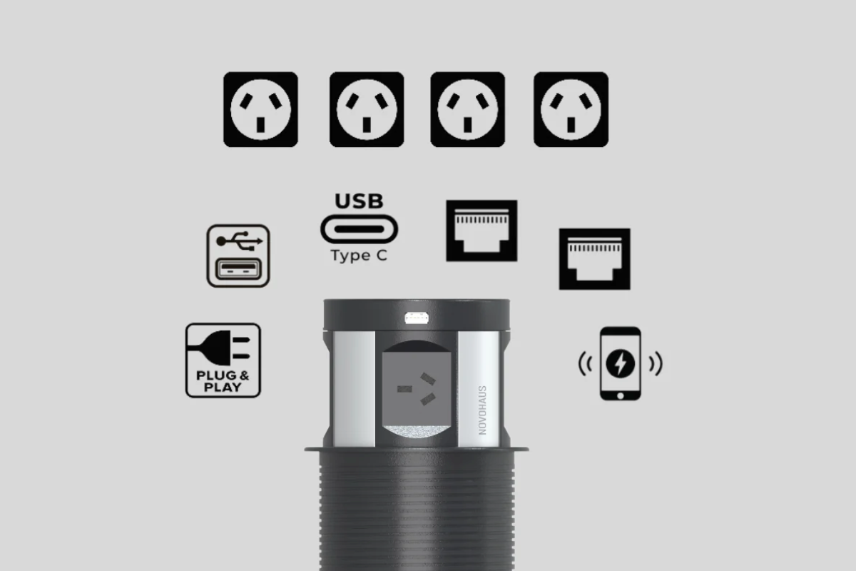 Quad Sided Pop Up Power Outlet With USB - Black – Wellsons