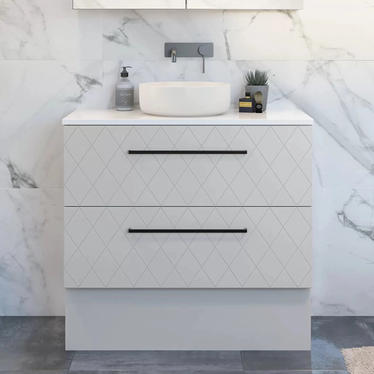 Timberline Henley Floor Standing VJ Panel Vanity with Above Counter Ba ...