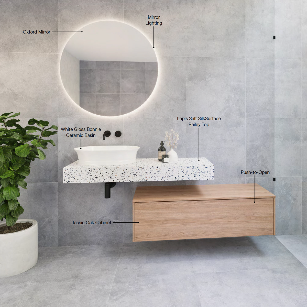 Timberline Milan Wall Hung Vanity with Above Counter Basin – Wellsons