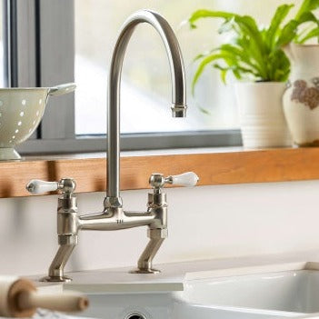 Turner Hastings Ludlow Bridge Mixer Tap – Brushed Nickel – Wellsons