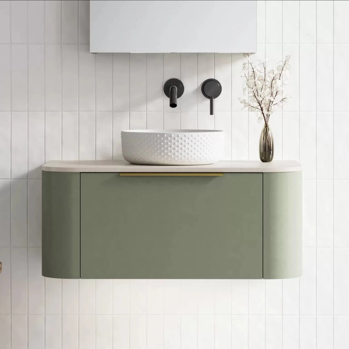 Timberline Santos Flat Panel Painted Wall Hung Vanity with Above Count ...