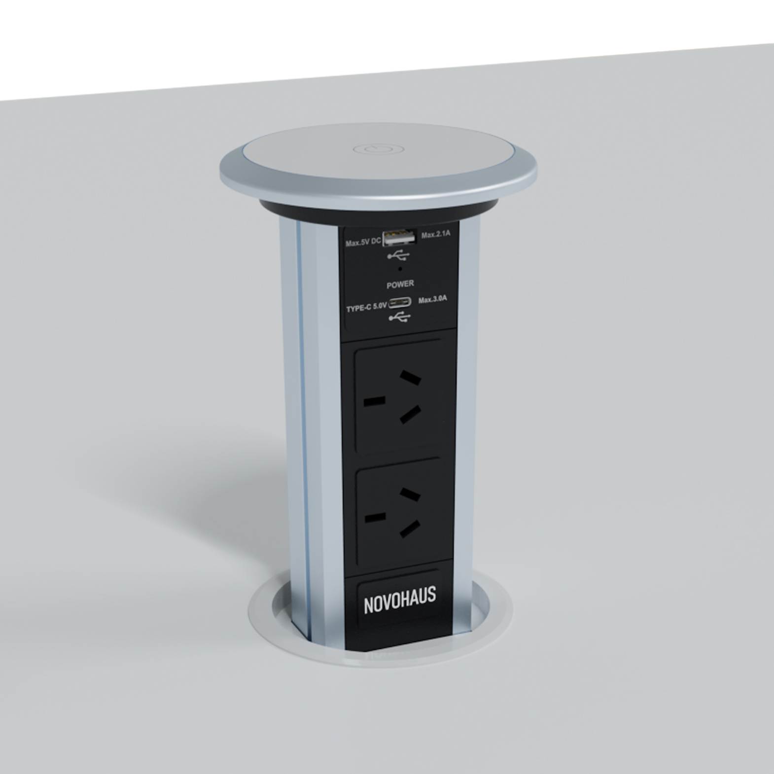 Motorised Pop Up Bench Power Point With USB - Black Silver – Wellsons