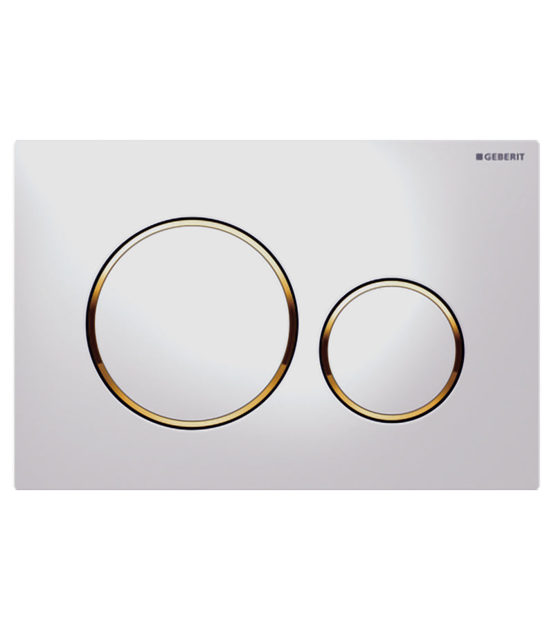 Geberit Sigma20KK Round White Flush Plate Button Gold Trim – Wellsons