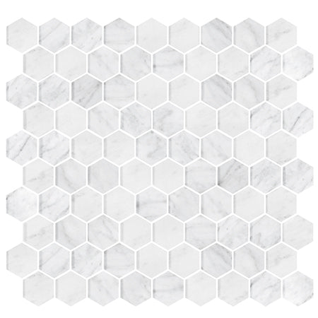 Deca White Carrara Honed Hexagon Tile – Wellsons