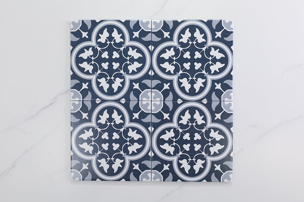 Indigo Dark Blue Matt Encaustic Look Tile – Wellsons
