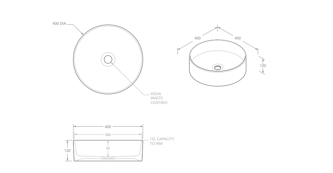 ADP Robbie Above Counter Basin - Matte White – Wellsons