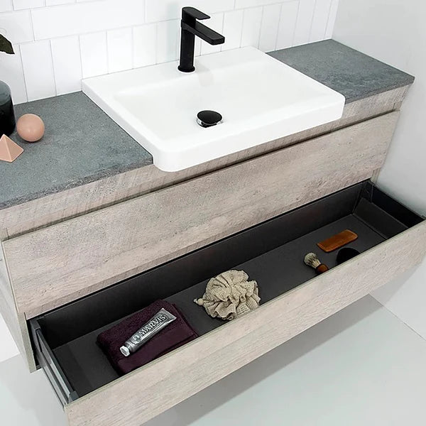 ADP Glacier Semi Recessed All Drawer Twin Vanity With Solid Surface To ...