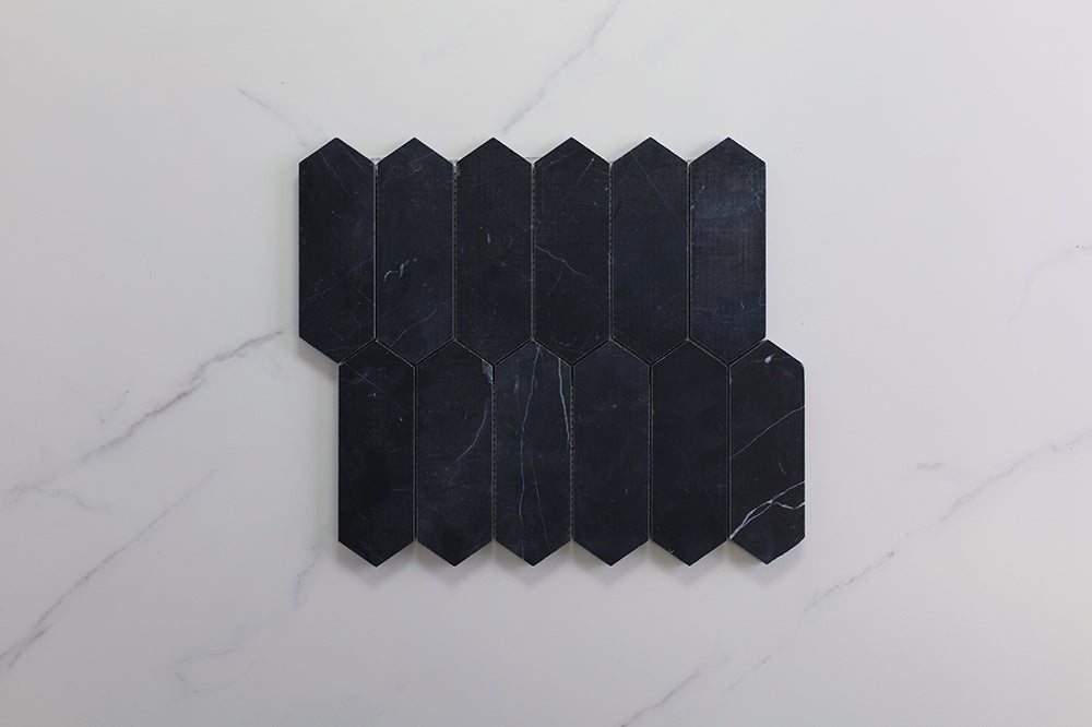 Deca Black Honed Long Hexagon Tile – Wellsons
