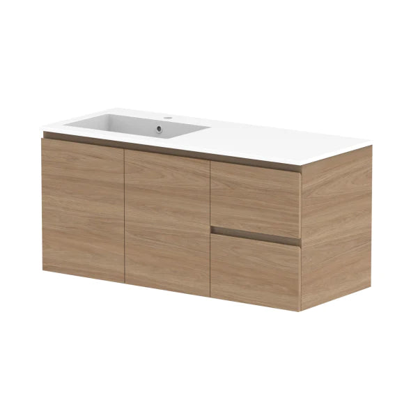 ADP Glacier Door and Drawer Twin Vanity with Cast Marble Top - Pro ...