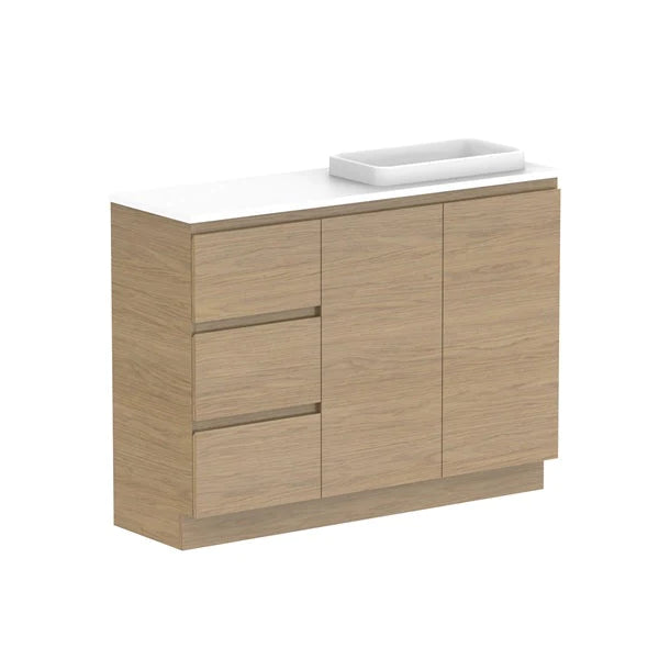 ADP Glacier Ensuite Door and Drawer Trio Vanity with Solid Surface Top ...