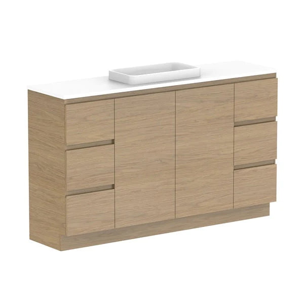 ADP Glacier Ensuite Door and Drawer Trio Vanity with Solid Surface Top ...