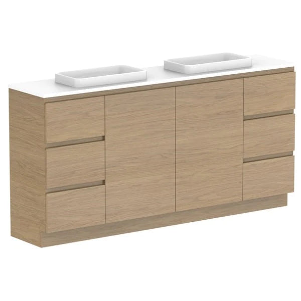 ADP Glacier Ensuite Door and Drawer Trio Vanity with Solid Surface Top ...