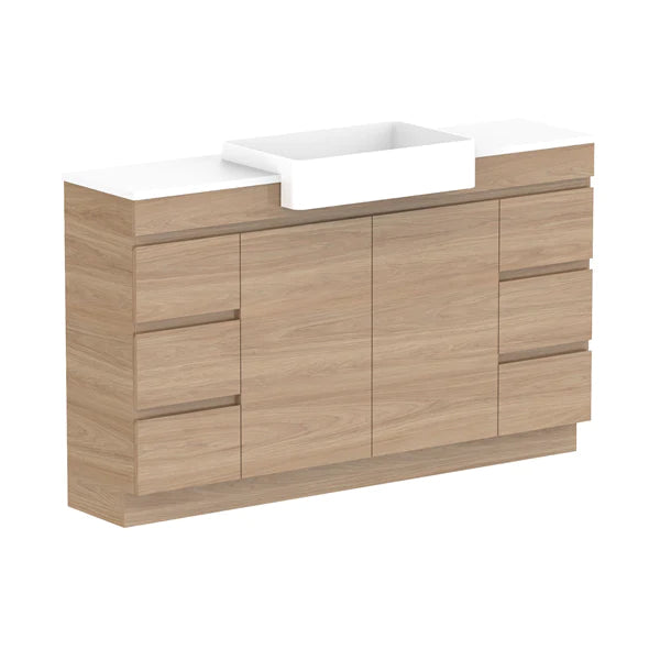 ADP Glacier Semi Recessed Door & Drawer Trio Vanity Solid Surface Top ...