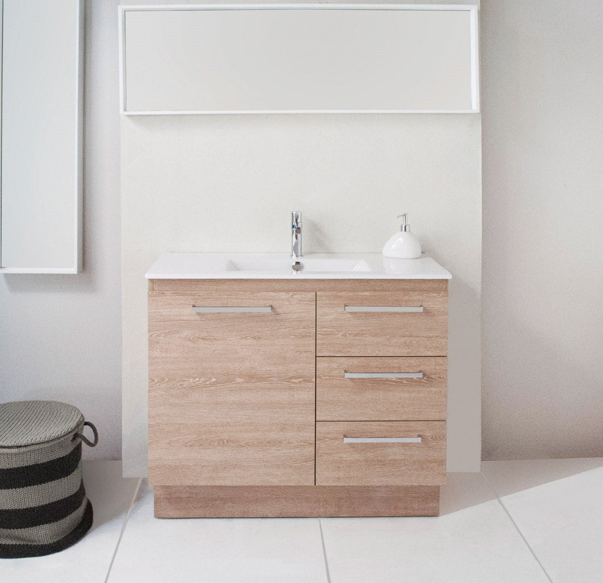 ADP Glacier Ensuite Door and Drawer Trio Vanity With Ceramic Top - Lit ...