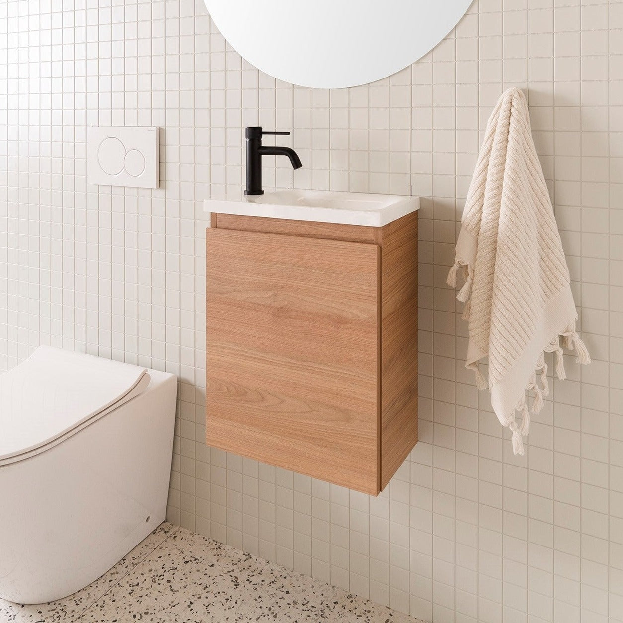 ADP Glacier Mini Wall Hung Small Vanity With Cast Marble Top - Lite ...