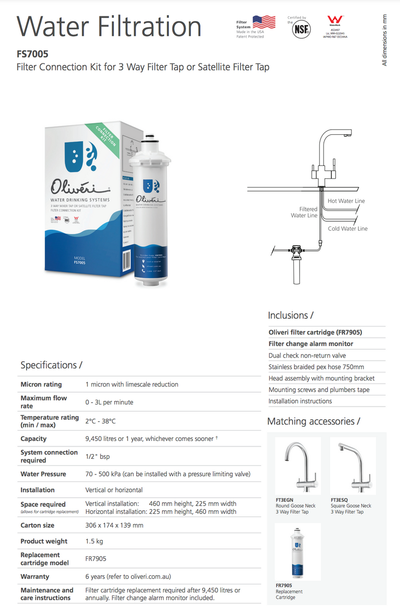 Oliveri 3 Way Filter Tap or Satelite Tapware Filtration System – Wellsons