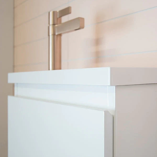 ADP Glacier Mini Floor Mounted Small Vanity With Cast Marble Top - Lit ...